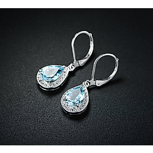 Barzel 18K White Gold Plated Created Gemstone & Diamond Accent Drop Earrings