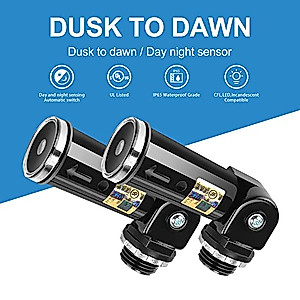 2 Pack Dusk to Dawn Sensor，Photocell Light Sensor for Outdoor Lighting, Photocell Sensor, DEOJOY Photo Cell Sensor, 120V-270V Input, UL, IP65 Photoelectric Switch, Photo Cells for Outdoor Light
