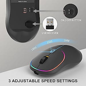 Wireless Gaming Keyboard and Mouse Combo, MageGee V550 2.4G Rechargeable RGB Backlit Keyboard with Clear Shell, Full Size Waterproof Keyboard & LED Mice for PC/Laptop - Gray & Black