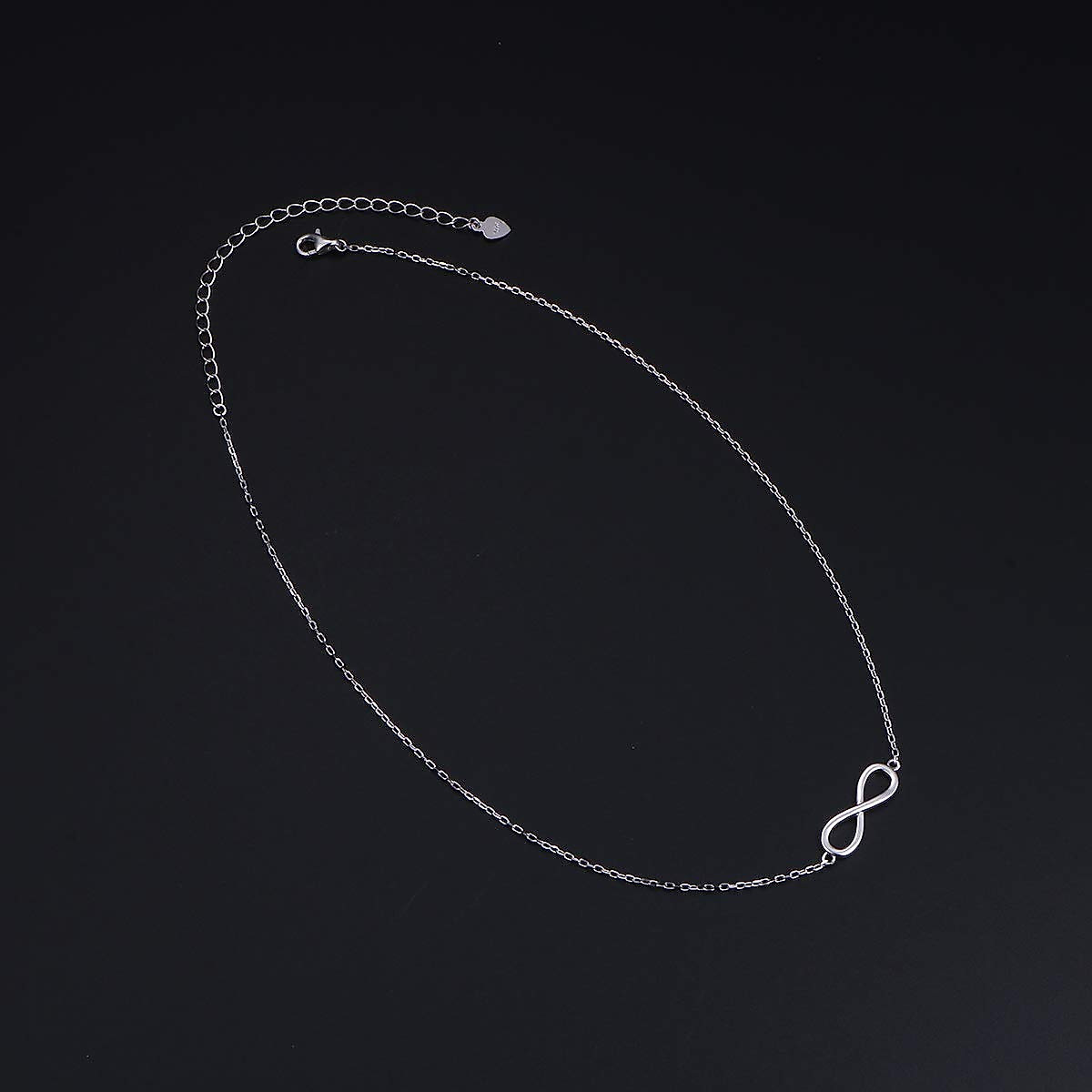 DAOCHONG S925 Sterling Silver Choker Infinity Clavicle Short Pendant Necklace for Women Jewelr