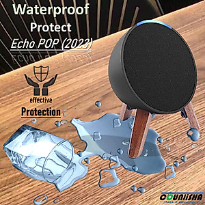 Real Wood Stand for Echo Pop Speaker (Newest Model),Tripod Accessories Holder for Better Sound,Secure Sturdy Wooden Table Mount for Alexa Pop (Walnut)