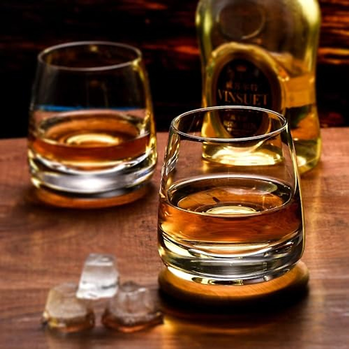 TOOWELL Old Fashioned Whiskey Glass Set of 4 Cocktails Glasses for Scotch Bourbon Liquor and Cocktail Drinks Heavy Base 9OZ Rocks Glasses Perfect for Manhattans Valentines Anniversary Day Gifts