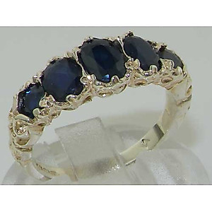 LetsBuyGold 14k White Gold Natural Sapphire Womens Anniversary Ring - Size 4.25