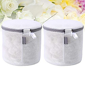 TOPBATHY Laundry Wash Bag Mesh Pouches for Bra Underwear Stockings Blouse Shoes Reusable Washer Protector Baby Kids Girls Clothing with Zipper 2pcs (White)