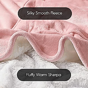 Degrees of Comfort Wearable Blanket Hoodie for Women Men Adults, Cozy Oversized and Warm Sherpa Lined Sweatshirt Blankets, Pink, 38x32 Inch