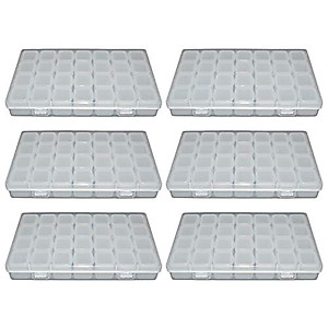 6 Pack Diamond Painting Storage Boxes, 28 Grids Per Case for a Total of 168 Snap to Close Compartments for Resin Diamonds, Beads, Nail Rhinestones, and More - SciencePurchase