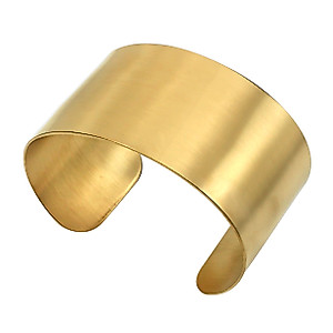 COUYA Gold Plated Wide Matt Cuff Bangle Bracelets for Women Blank Satin Bracelet Wristband Adjustable Size