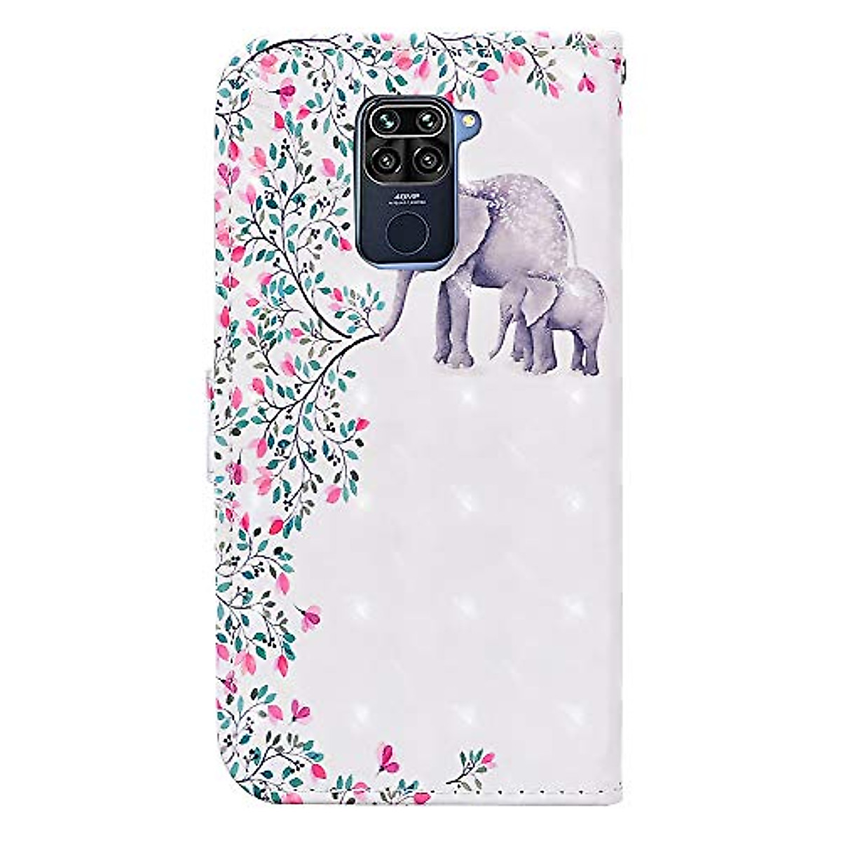 EMAXELER Xiaomi Redmi Note 9 Case 3D Print Full Stylish PU Leather Shockproof Flip Wallet Bookstyle Magnetic Case with Kickstand Credit Cards Slot for Xiaomi Redmi Note 9 CT 3D: Flower Elephant