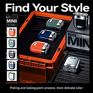 yoose Mini Shaver, Portable Alloy Electric Shavers for Men, Cordless Rechargeable Travel Shaver, Dry Shave, IPX7 Waterproof, Battery Indicator, Travel Lock, Electric Razor with Leather Case, Blue