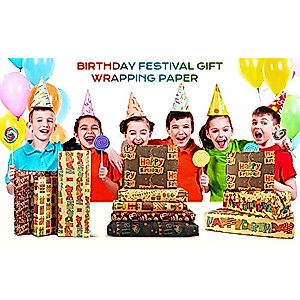 Birthday Wrapping Paper.9 Different Types of Gift Wrapping Paper（Each 27.5 x19.7 inches/70×50cm）.Birthday Wrapping Paper For Boys Men Women Girls Kids.…