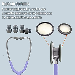 Decaw Stethoscope Replacement Parts Diaphragm and Ear Tips Kit, Adult Pediatric Covers With Silicone Earpieces Repair Accessories Fits Littman Classic Ⅲ 3, Cardiology Ⅲ 3 & Ⅳ 4 Stethoscope（Gray）