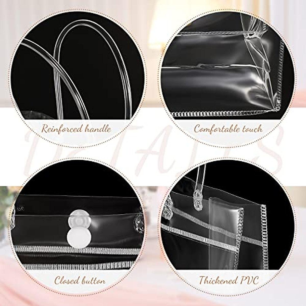 50 Pcs Clear Plastic Gift Bags with Handle Transparent PVC Plastic Gift Wrap Tote Bag Wedding Gift Bags Reusable Small Clear Gift Bags for Shopping Birthday Wedding Party Favor (6 x 5.1 x 2.8 Inch)