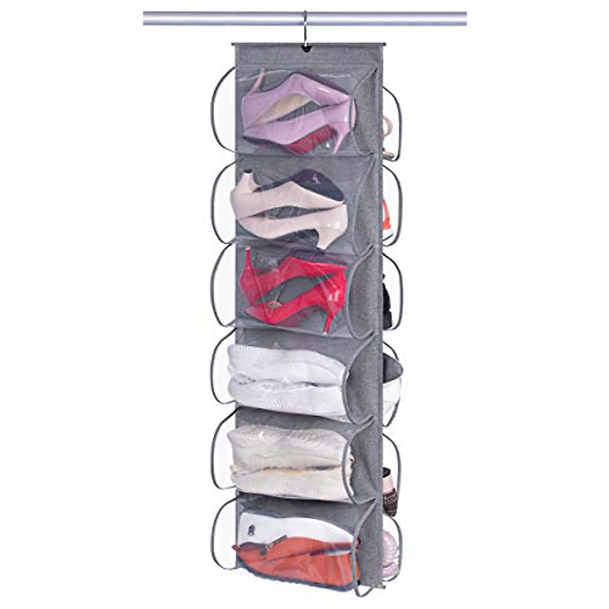 KEETDY 28 Large Pockets Over The Door Shoe Organizer and 12 Large Clear Pockets Hanging Shoe Organizer