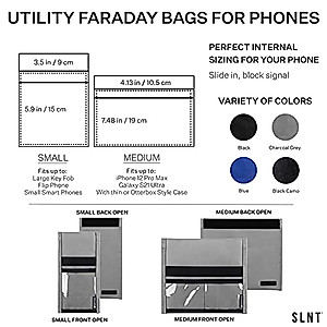Silent Pocket SLNT Quick Access Smartphone Faraday Bag Waterproof Signal Blocking Nylon, Device Shielding for iPhone, Samsung Galaxy, Most Phones, Privacy & Anti-Hacking (Charcoal Grey, Small)