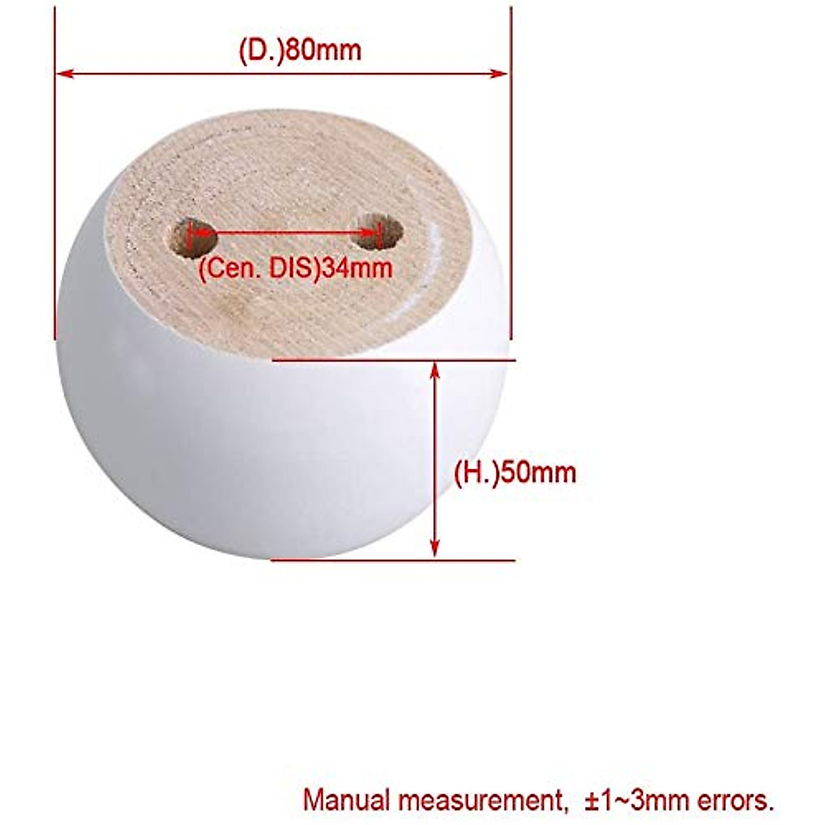 Mysummer 4PCS White Round Bun Feet Wood Sofa Legs Solid Wood Furniture Legs for Cabinet Sofa Ottoman TV Stand Loveseat Dresser