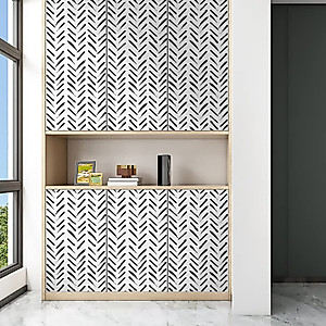 Black and White Stripe Wallpaper 17.71In X 236In Geometric Peel and Stick Wallpaper Modern Stripe Contact Paper Self Adhesive Removable Waterproof Wall Paper for Old Furniture Renovation