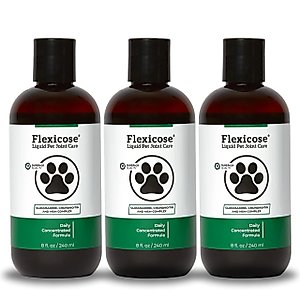 Pet Flexicose All Natural Dog Hip Joint Care and Support 3 Bottles Liquid Format