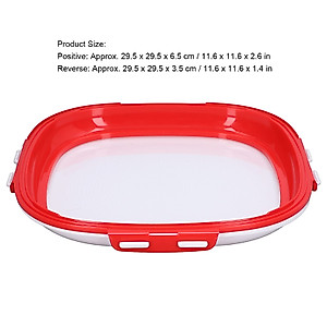 Food Preservation Trays, Food Grade TPU Plastic Wrap, Reusable Food Storage Container Stackable Fridge Organizer Case for Kitchen(Red)