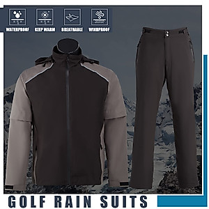 K.E.J. Mens Jacket Waterproof Golf Rain Suit Lightweight Rain Jackets and Pants for Hiking Cycling Running Fishing Hunting Travel