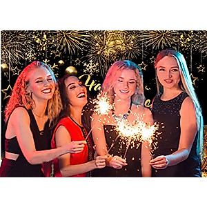 CYLYH 7x5FT New Year Backdrop 2024 Happy New Year Backdrop Golden Particles Bokeh Backdrop Black and Gold Photography Background 2024 New Year Party Backdrops for Photography