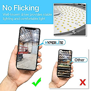 HYPERLITE High Bay LED Lights 150W 21,000LM (140LM/W) 1-10V Dimmable, UL Listed 4000K UFO Led High Bay Light for Shop Barn Garage, Alternative to 600W MH/HPS, 5-Year Warranty