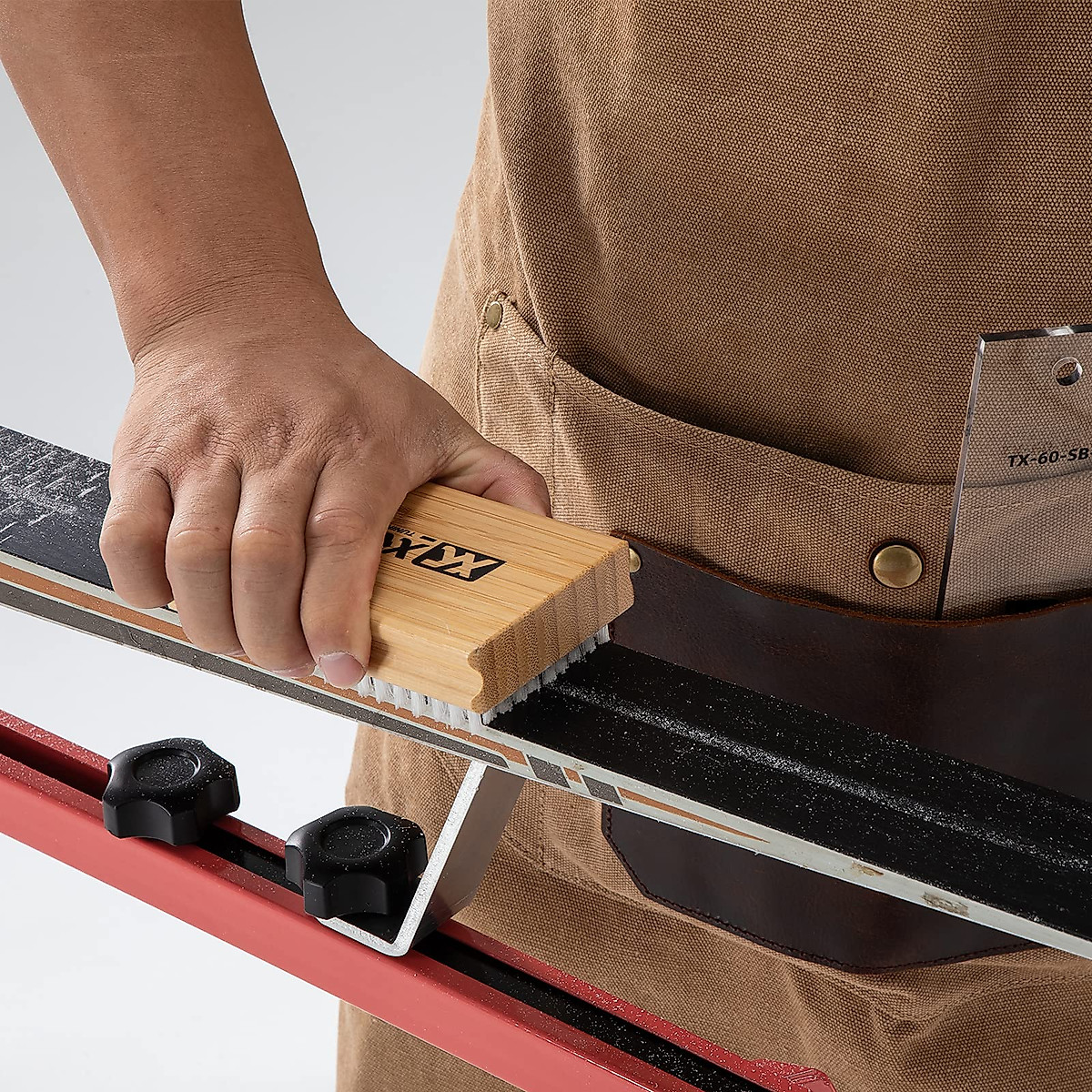 XCMAN Ski and Snowboard Waxing and Tuning Kit with Wax Brush Box for Traveling and Storage (Rigid Box with Tuning Tools) Red+Blue Box