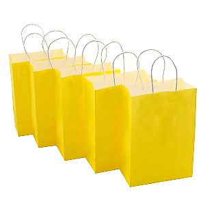 ysmile 24 ct Gift Kraft Paper Bag with Handle for Birthday Party Favor for Present in Bulk 8.2x5.9x3.1 from Yellow