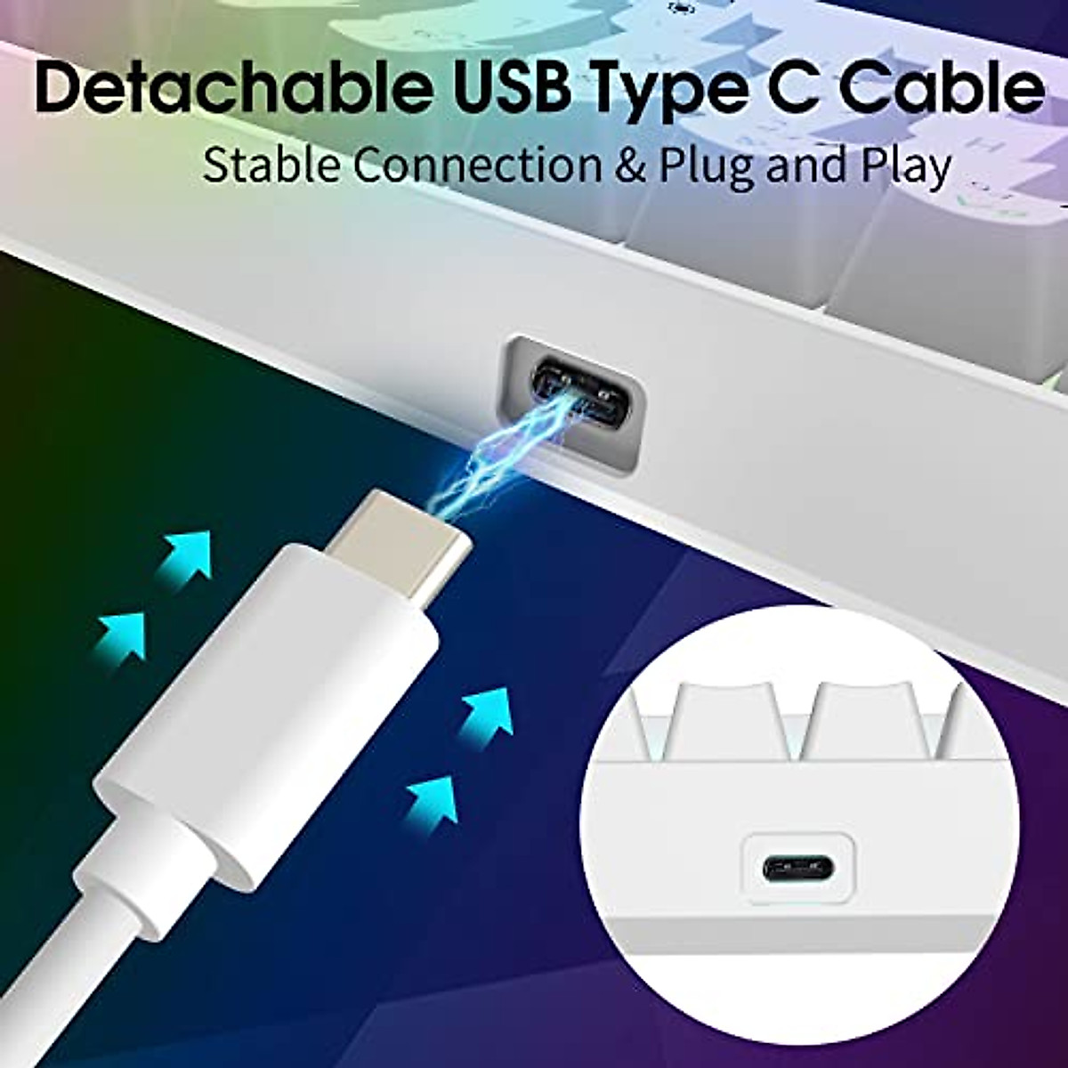 RK ROYAL KLUDGE RK68 (RK855) Wired 65% Mechanical Keyboard, RGB Backlit Ultra-Compact 60% Layout 68 Keys Gaming Keyboard, Hot Swappable Keyboard with Stand-Alone Arrow/Control Keys, Blue Switch, White