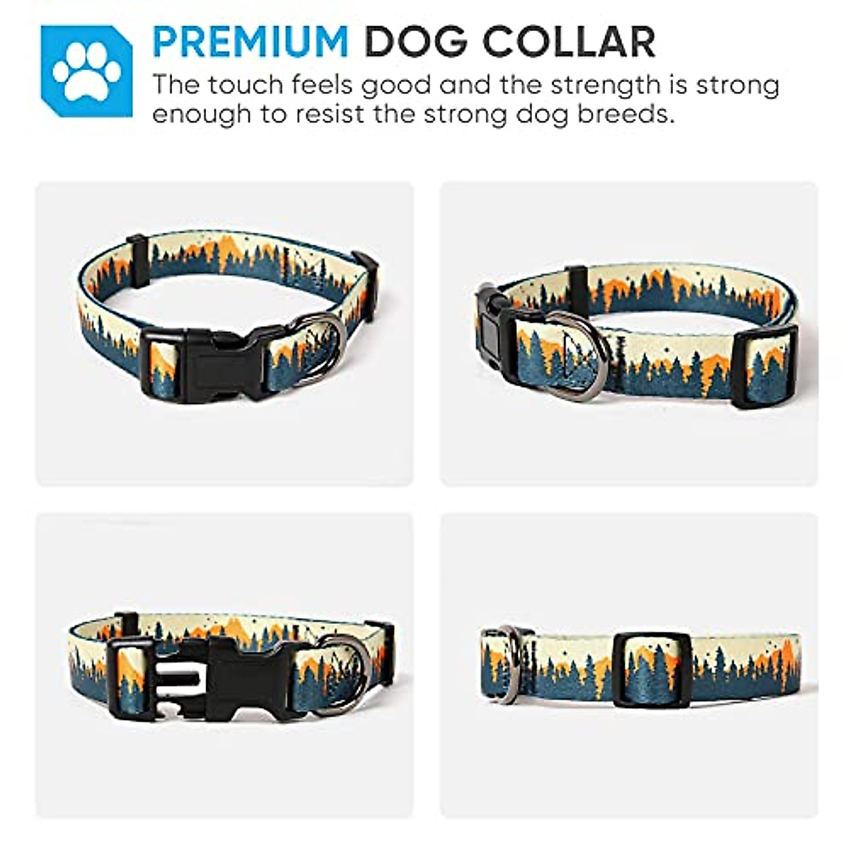 Timos Dog Collar for Small Medium Large Dogs,Adjustable Soft Puppy Collars with Quick Release Buckle,Sunset Valley,L Length 15.94''-25.59''