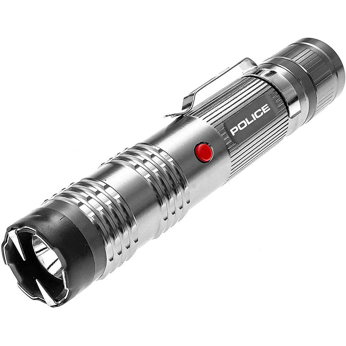 POLICE Stun Gun M12 - Aluminum Mini Rechargeable with LED Flashlight, Silver