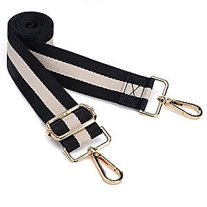 HKCLUF Women Bags Shoulder Strap Wide Purse Strap Adjustable Replacement Straps for Handbags Crossbody Bucket Shoulder Bag Replacement Belt(Black White)