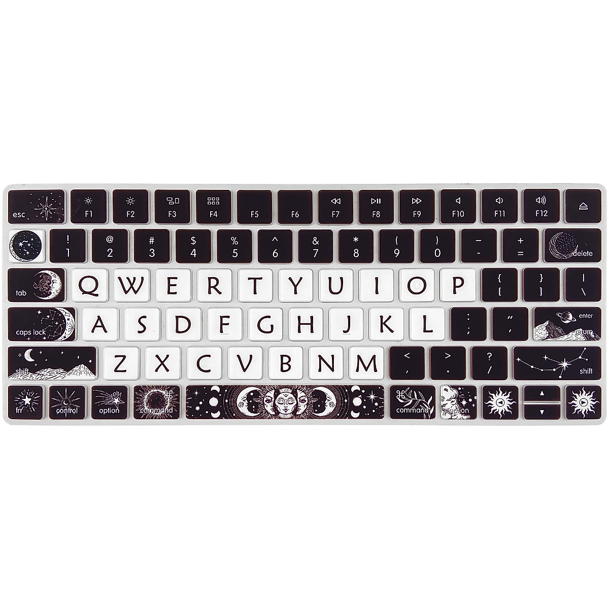 Cute Keyboard Cover Skin for Apple iMac Magic Keyboard 2nd Gen (Model: A1644) Without Numeric Keypad, Silicone Protective Skin, Sun and Moon