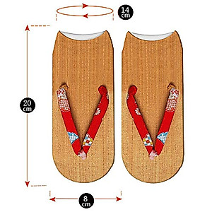 YAMKNICE 3D Flip-Flops Fun Socks,Women Girls Funny Crazy 3D Tie-Dye Socks,Look Like Shoes Sandal Novelty Silly Low Cut Ankle Socks (B style,4 Pairs)