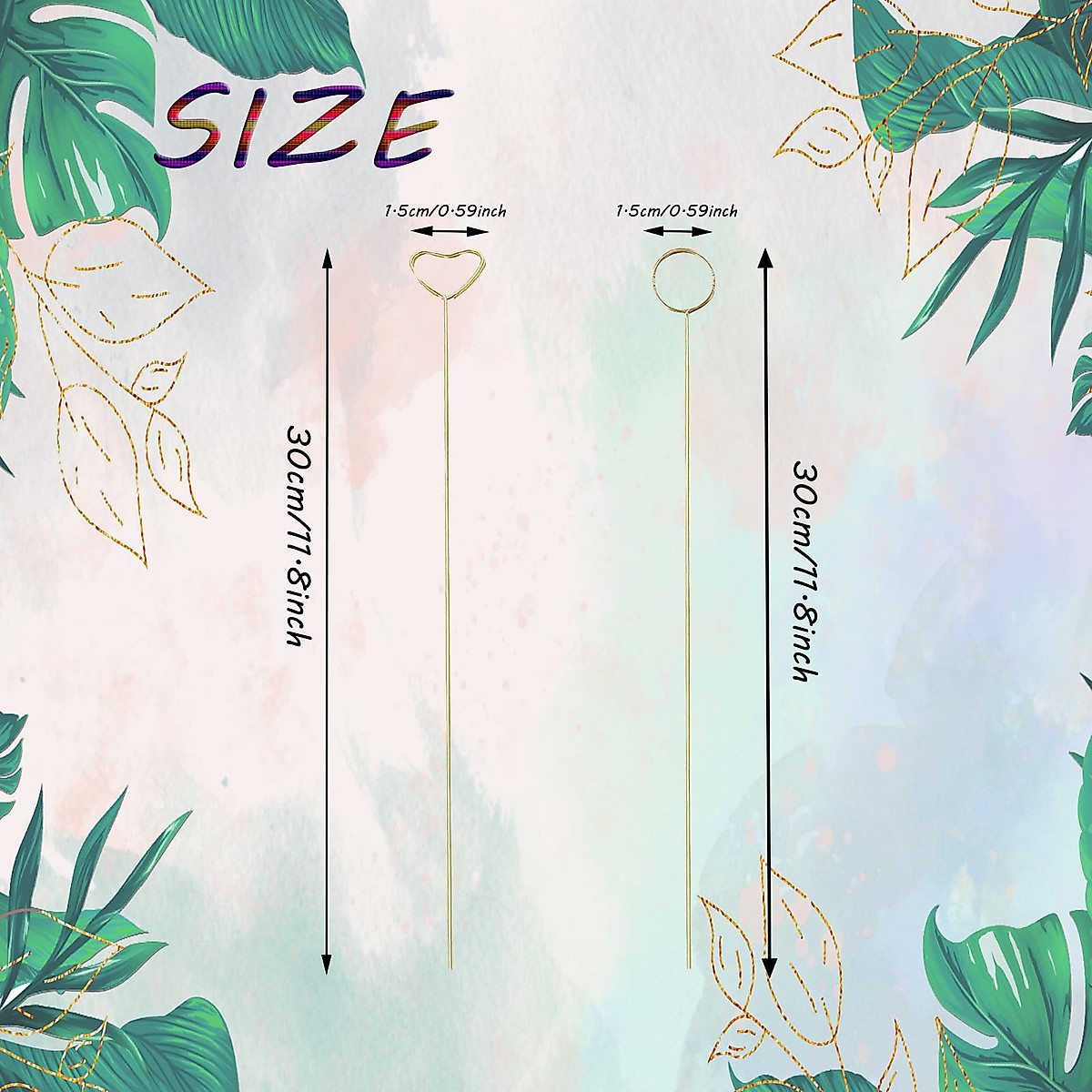 Metal Wire Floral Place Card Holder, DANUDON 40PCS Flower Card Holder Stick Heart Round Floral Holder Pick Gold Card Note Table Number Memo Photo Clip for Flower Arrangements Wedding Birthday Party