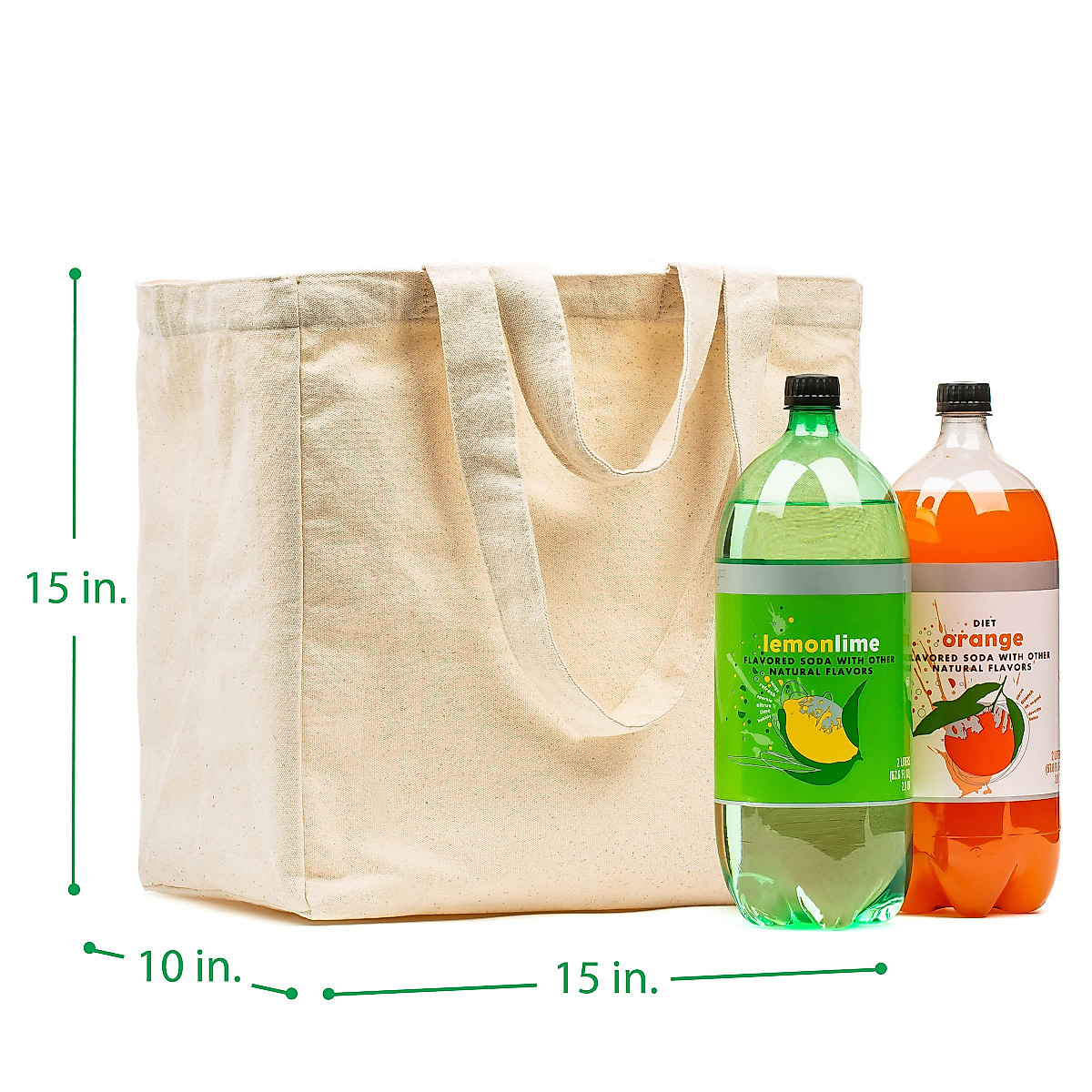 VeraMia Canvas Grocery Bag 3pc Jumbo Set with Real Pockets, Long Shoulder Strap and Short Handle. Reusable Shopping Bags for Groceries Heavy Duty, Foldable, Washable, Unbleached Grocery Tote Bag