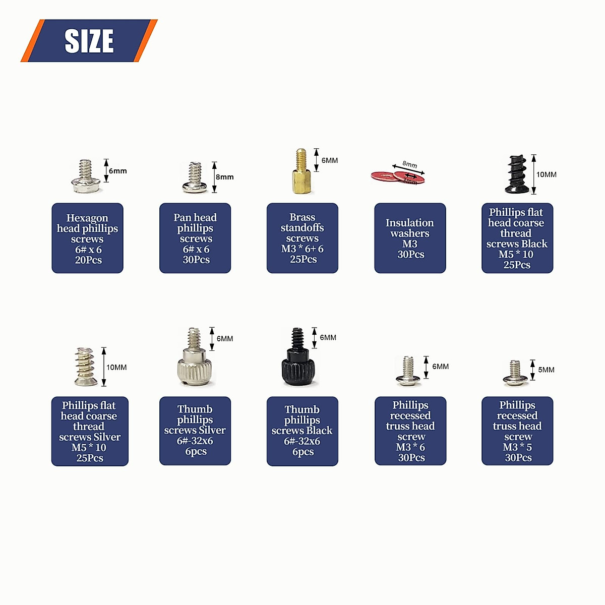 227pcs Personal Computer Screws PC Standoff M3 M5 M6 Phillips Head Assortment Kit for Hard Drive Computer Case Motherboard Fan Power Graphics