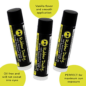 Rubber Ducky Mineral Lip Balm SPF 39 - Lip Sunscreen | Reef Safe Sunscreen | Water Resistant | Vegan | Broad Spectrum Lip Care | Vitamin E for Moisturized Lips | Coconut Flavor | .15 oz Each | 3 Pack