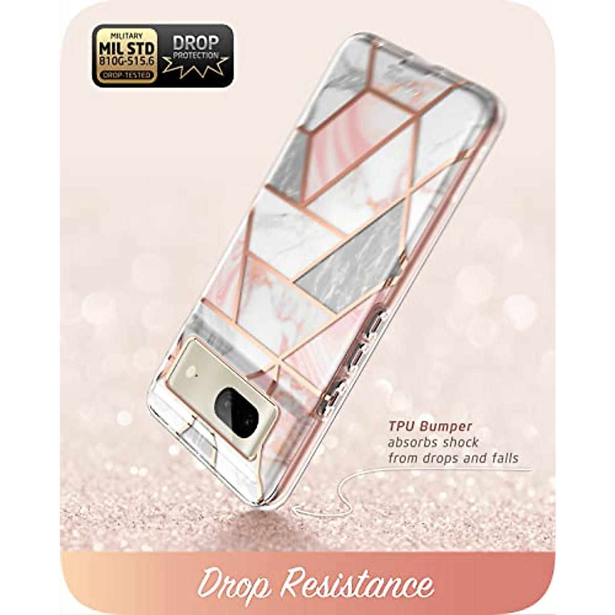 i-Blason Cosmo Series for Google Pixel 7 Case (2022), Slim Full-Body Stylish Protective Case with Built-in Screen Protector (Marble)