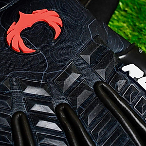 Renegade GK Eclipse Ambush Professional Goalie Gloves Pro Finger Savers | 4mm EXT Contact Grip | Black & Red Soccer Goalkeeper Gloves (Size 9, Youth-Adult, Neg. Cut, Level 5)