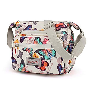 Casual Nylon Floral Shoulder Bag For Women Crossbody Bag Messenger Bags Travel Handbags With Adjustable Strap Waterproof (butterfly)