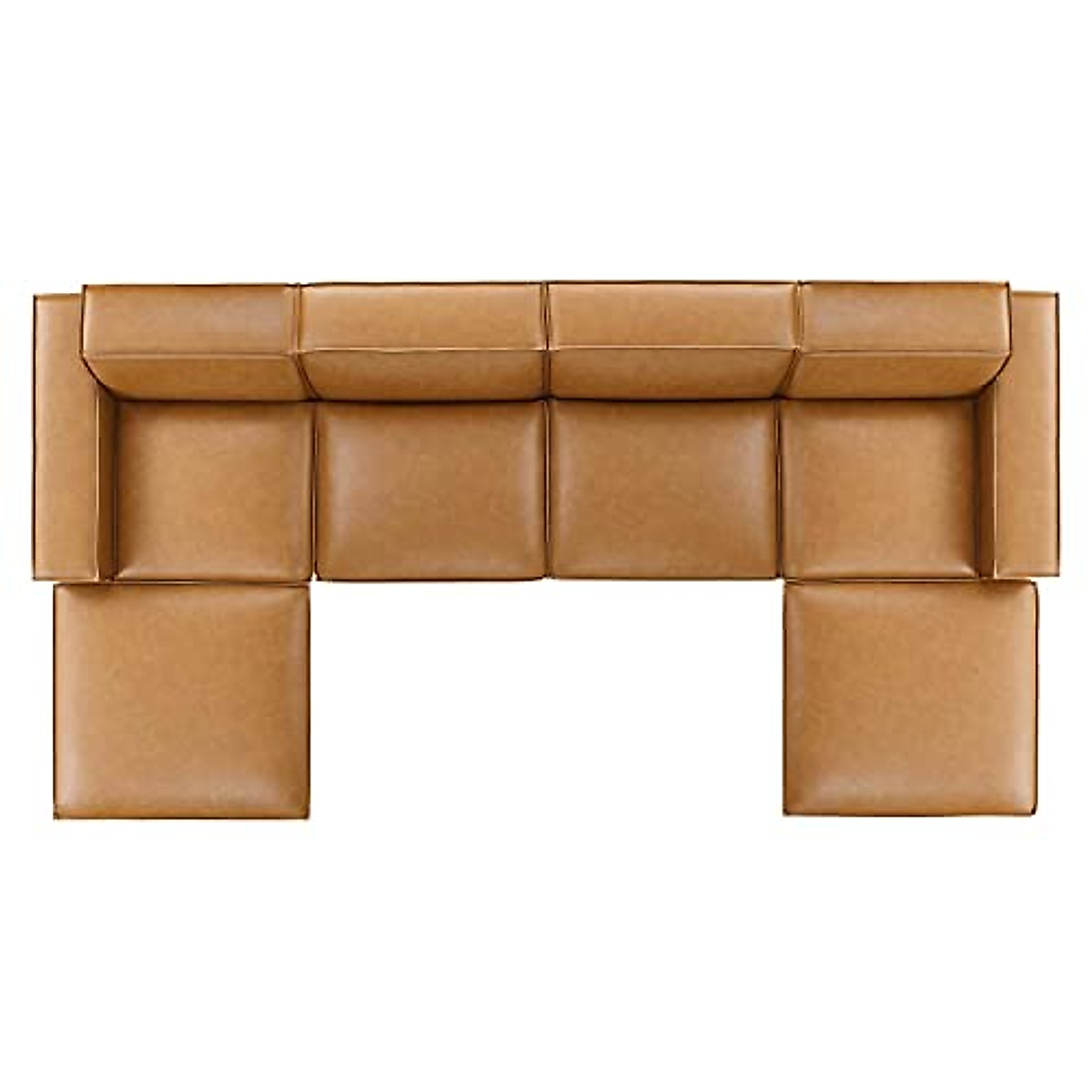 Modway Restore 6-Piece Vegan Leather Sectional Sofa in Tan