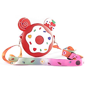 CONTRACONTACT Sweet Kids Purse Donut Bag in Boxes as Gift, Donuts Purses as Kids Toys for Age 3 4 5 Year Old, Doughnut Crossbody as Trendy Stuff (Donut Red)