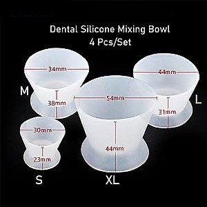 NSKI 4pcs/Set Non-Stick Lab Clean Cup Flexible Mixing Cup Silicone Dappen Dish Mixing Bowl Rubber Equipment