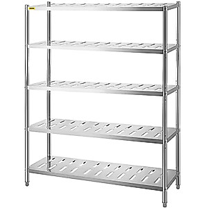 VEVOR Storage Shelf, 5-Tier Storage Shelving Unit, Stainless Steel Garage Shelf, 59.1 x 17.7 x 70.9 inch Heavy Duty Storage Shelving, 661 Lbs Total Capacity with Adjustable Height and Vent Holes