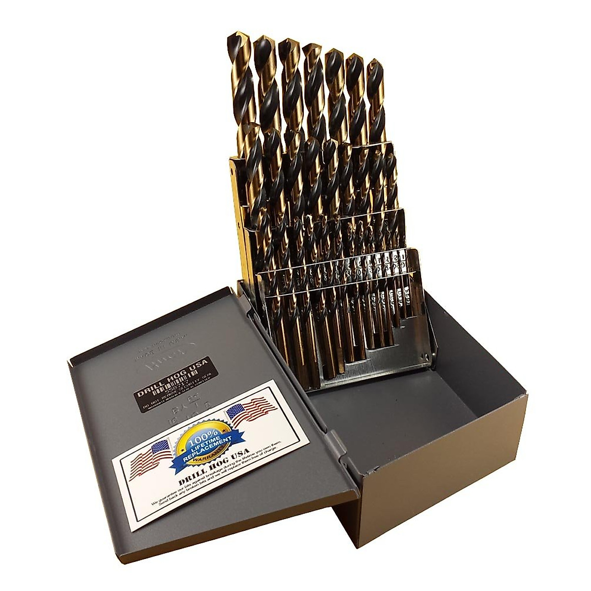 Drill Hog USA 29 Pc Drill Bit Set 1/16"-1/2" Molybdenum M7 HSS