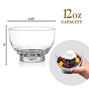 Hand Blown Glass Dessert Bowls – Set Of 4 Crystal Dessert Cups and Gold-Plated Spoons – Lead-free Ice Cream Bowls for Appetizers, Condiments and Cocktails by Lumi & Numi, 12 oz.