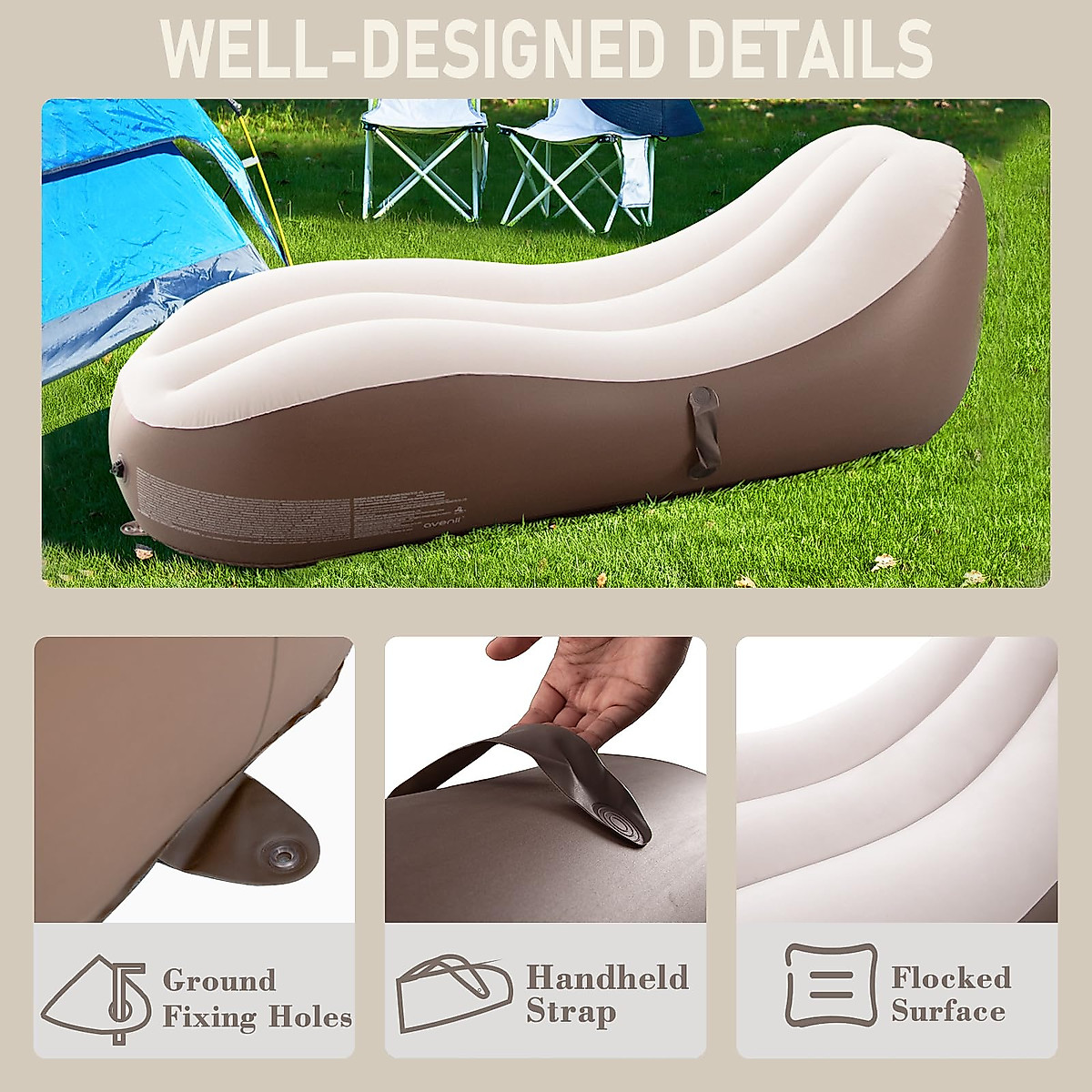 Outraveler Inflatable Couch Air Sofa,Blow Up Chaise Lounge for Outdoor and Home