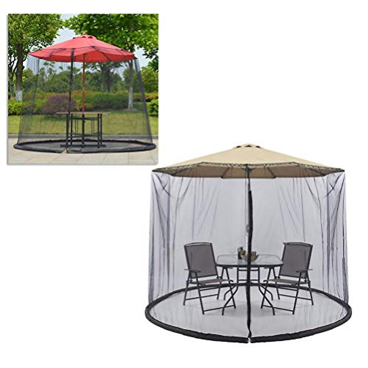 Yardwe Umbrella with Mosquito Netting Screen Table Screen for Outdoor Bar Garden