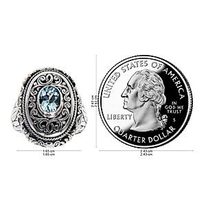 NOVICA Artisan Handmade Blue Topaz Cocktail Ring 1.5 Carat Sterling Silver Single Stone Indonesia Serenity Airy Birthstone [crownbezel 1 in L x 0.7 in W x 0.4 in D Band Width 4 mm W] ' Island Blue'