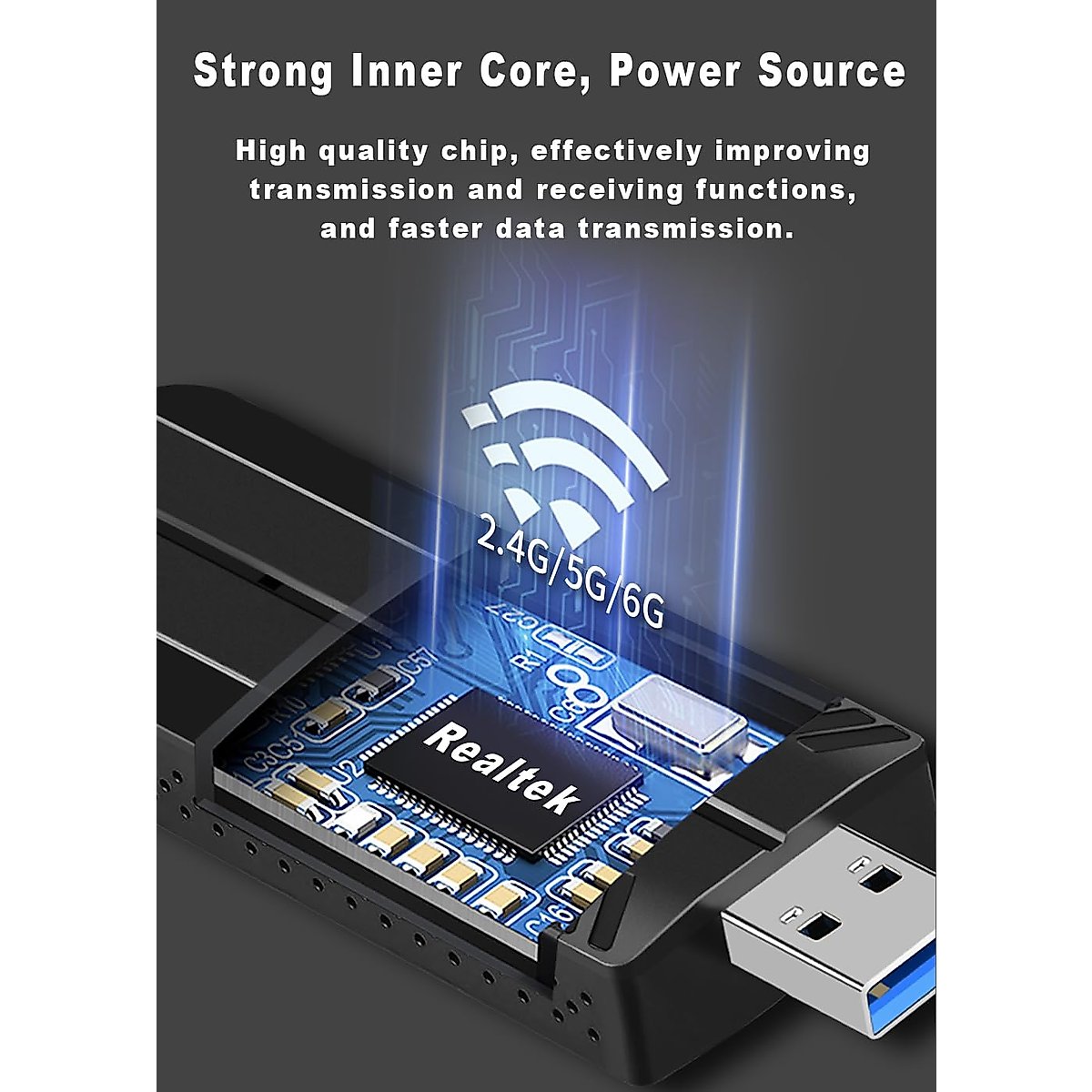 eppfun WF06E WiFi 6e 5400Mbps USB3.0 Adapter for PC/Desktop/Laptop, WiFi Stick Dongle with 2.4GHz/5GHz/6GHZ, Auto Driver, MU-MIMO, Low- Latency, Supports Win11/10